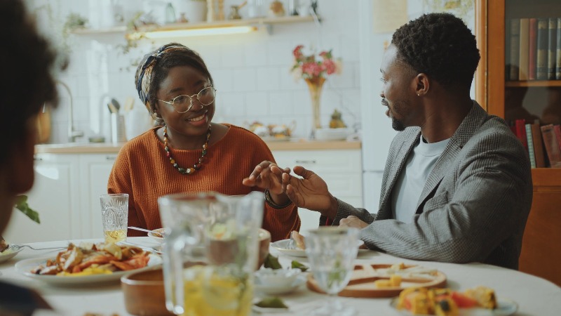 Talking', Family Dinner, Dinning Table, Talking by Yuki Film – Stock ...
