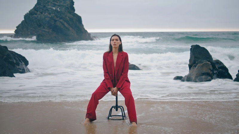 Red Suit, Photo Shoot, Beach, Stool by Stockbusters – Stock Footage ...
