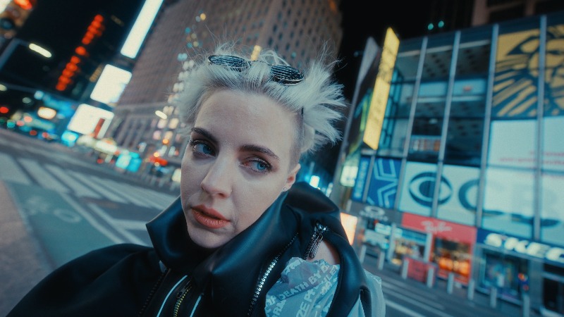 Woman, Times Square, New York, Neon Signs by Haonan Huang – Stock ...