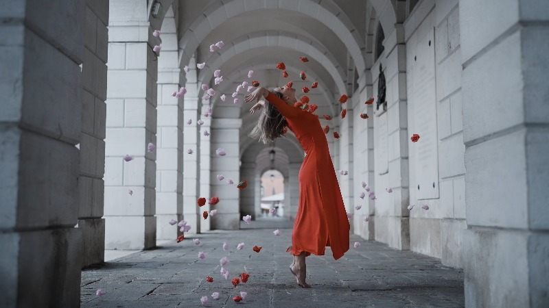 Venice, Red Dress, Woman, Floating by Ivan Kmeel – Stock Footage | Artlist