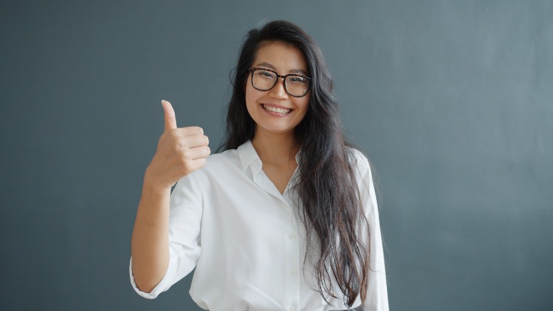 Portrait, Woman, Thumbs Up, Smiling by VITALY GARIEV – Stock Footage ...