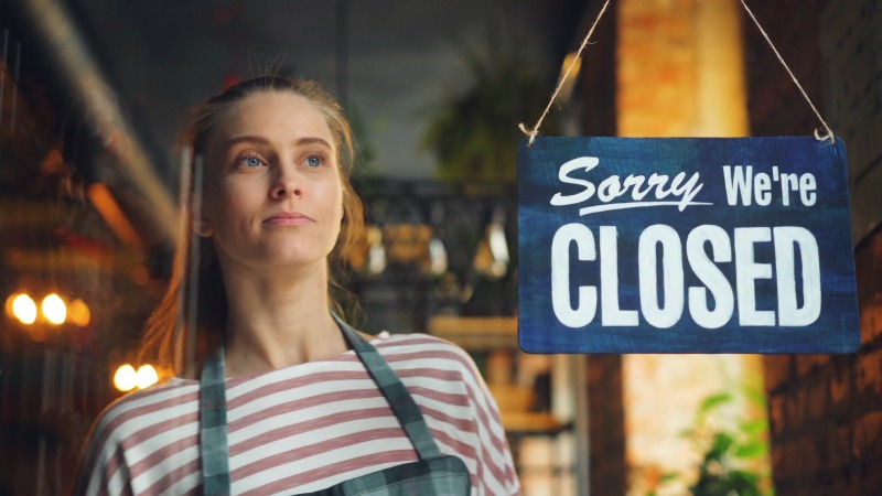 Sign, Open , Closed, Waitress by VITALY GARIEV – Stock Footage | Artlist
