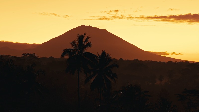 Dawn, Bali, Volcano, Palm Trees by Luca Epifani – Stock Footage | Artlist