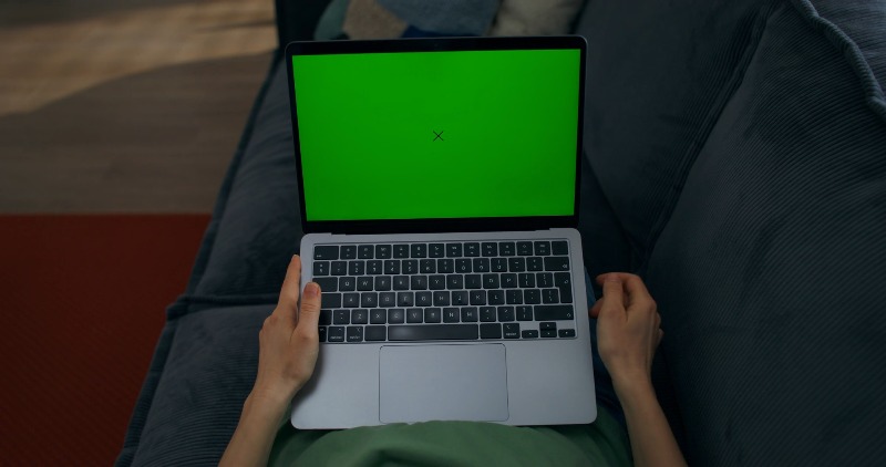 Green Screen, Laptop, Woman, Lying Down by M-ART production – Stock ...