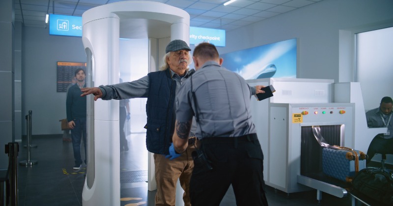 Airport Security, Man, Guard, Checking by Frame Stock Footage – Stock ...