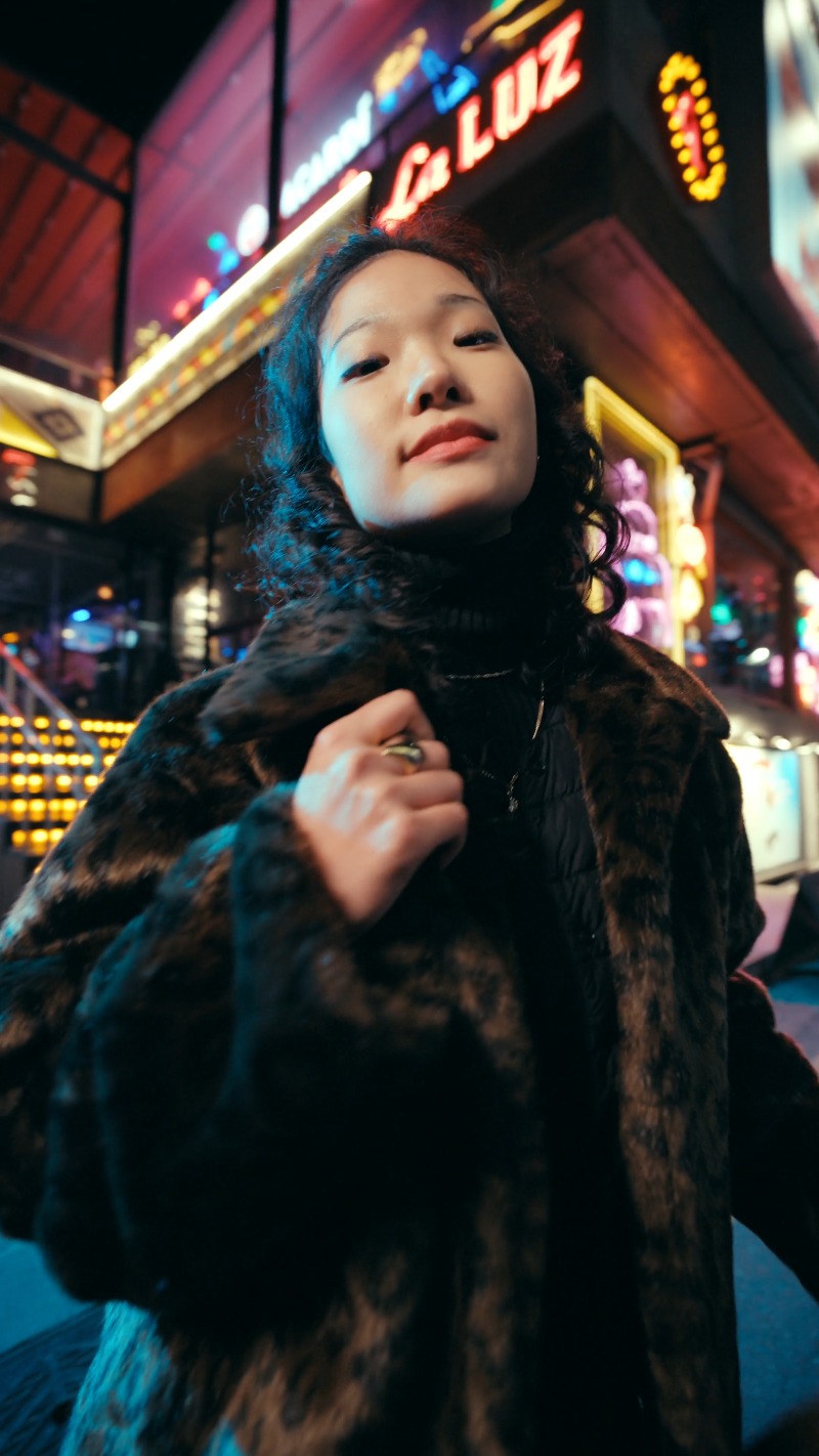 Fur Coat, City Lights, Sidewalk, Photo Shoot by Unity (유니티) – Stock ...