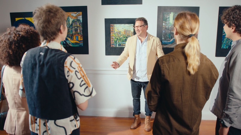 Explaining, Paintings, Visitors, Art Gallery by Yuki Film – Stock ...
