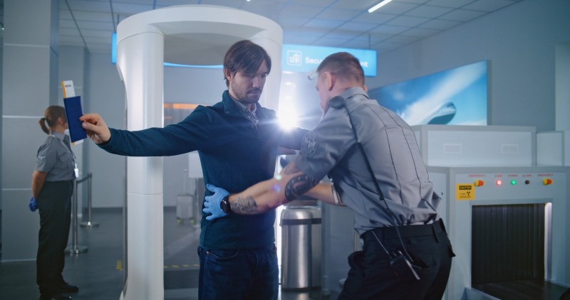 Airport Security, Man, Guard, Checking by Frame Stock Footage – Stock ...