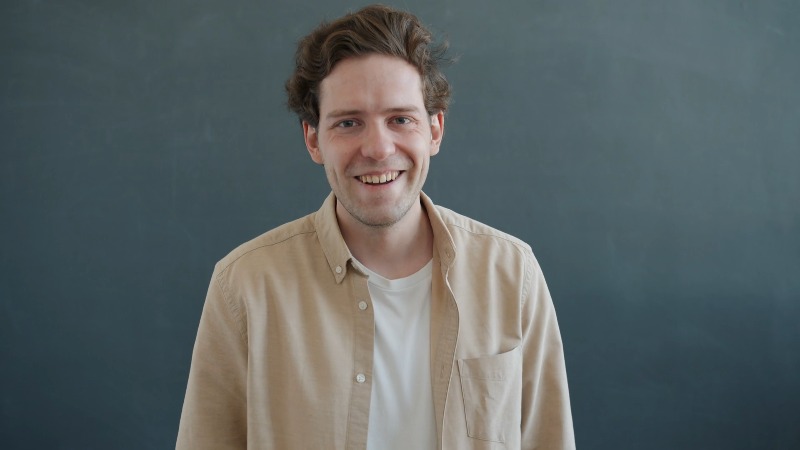 Laughing, Smiling, Expression, Grey Background by VITALY GARIEV – Stock ...